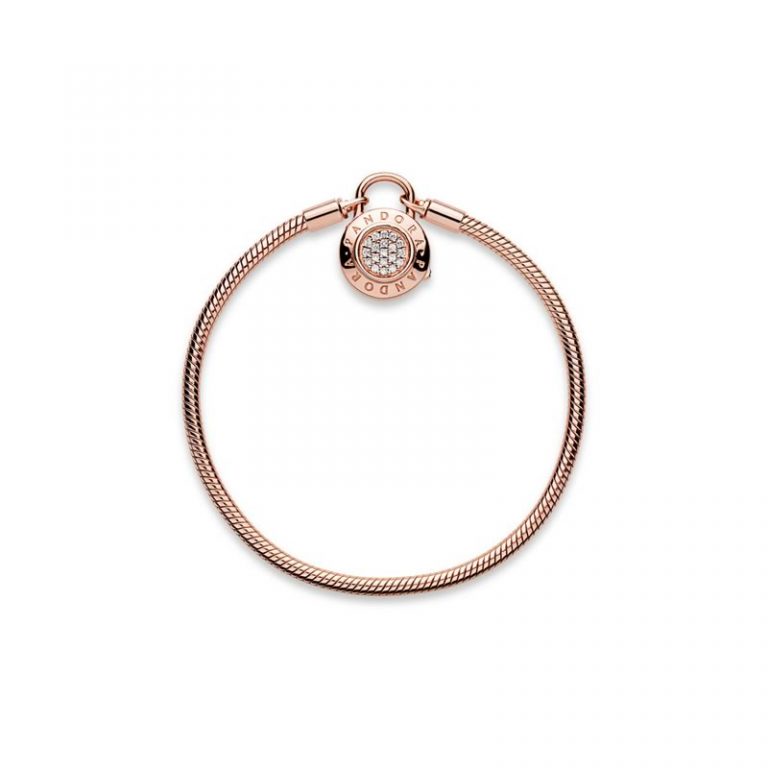 Pandora潘多拉 587757CZ Rose新经典锁扣手链 Rose MOMENTS Smooth Bracelet with ...